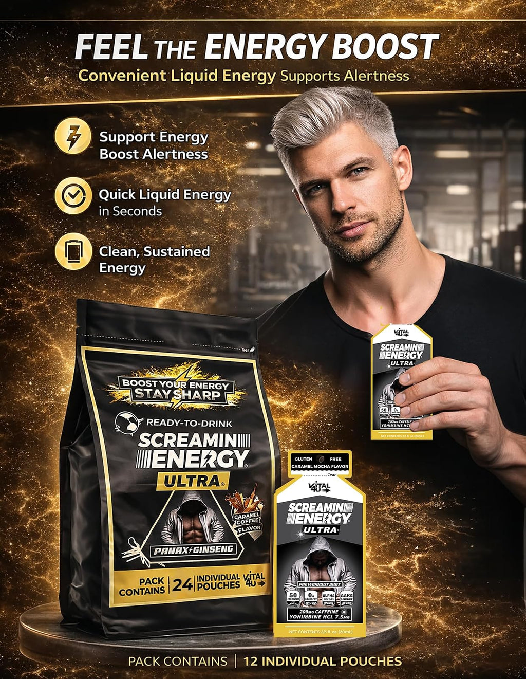 Fast-acting energy shot for workouts