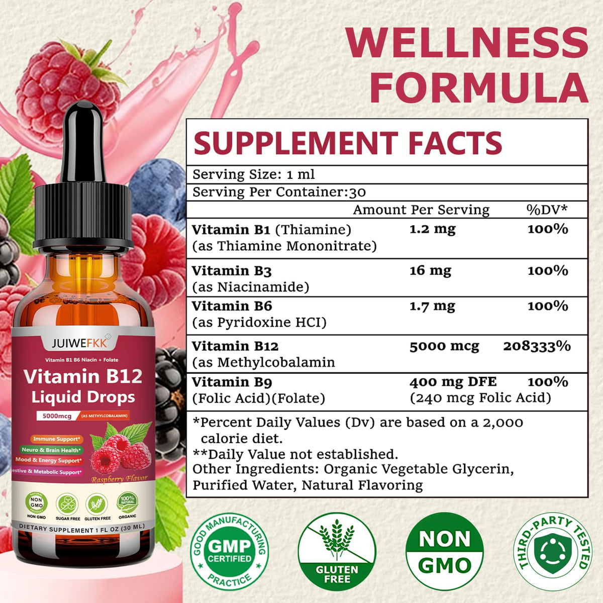 Fast-acting liquid B12 for vitality