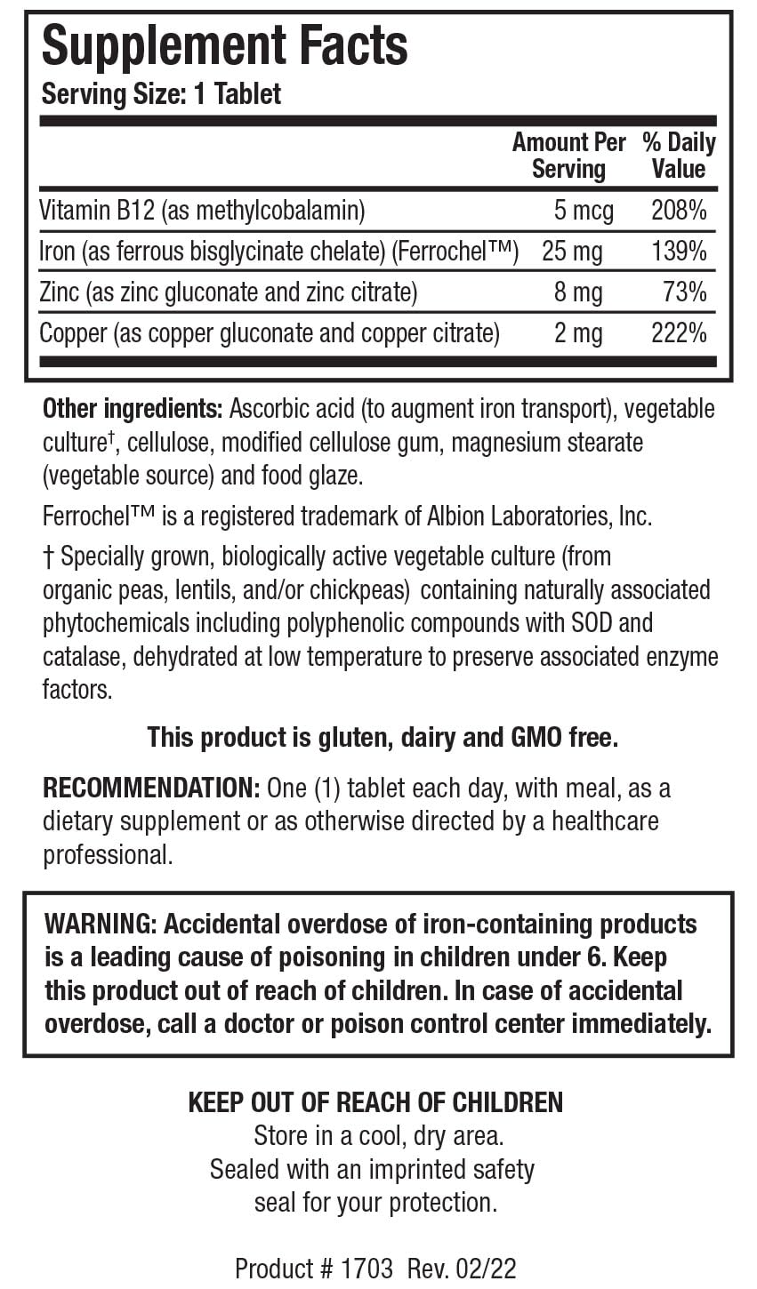 Fe-Zyme 25 mg iron tablets