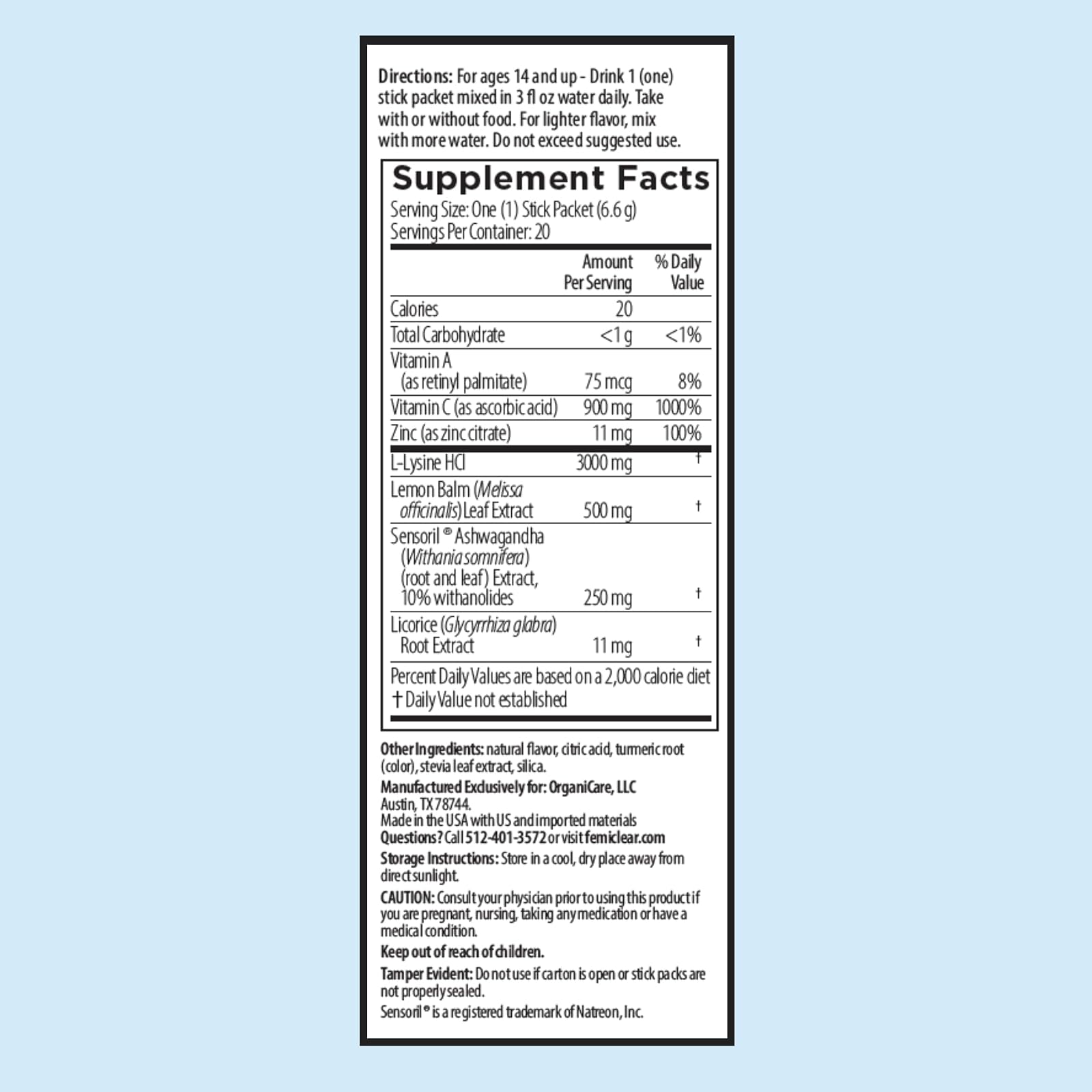 FemiClear stick packets for on-the-go