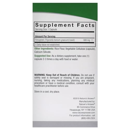 Fenugreek seed capsules for energy