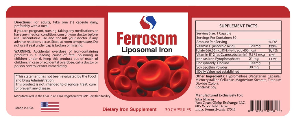 Ferrosom iron vitamins with B12