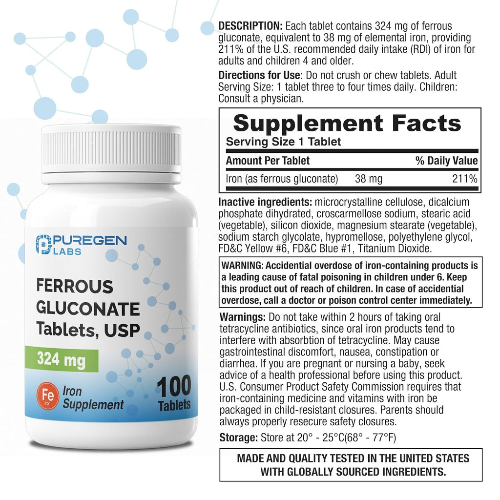 Ferrous gluconate 324 mg tablets