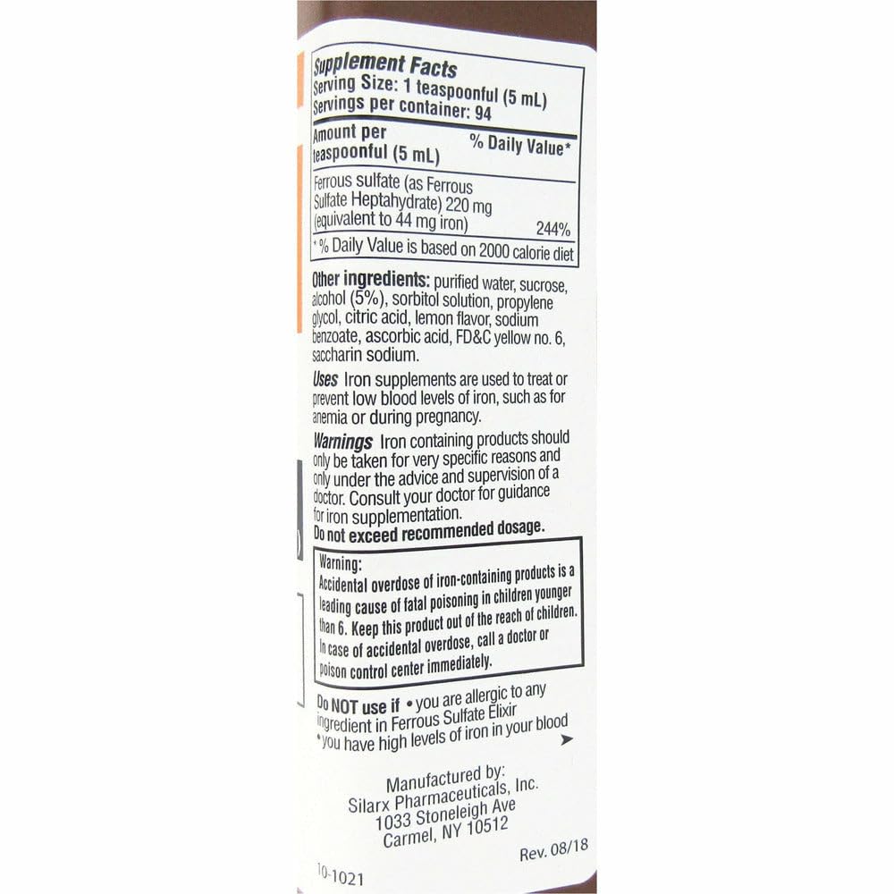 Ferrous sulfate elixir 220 mg dosage