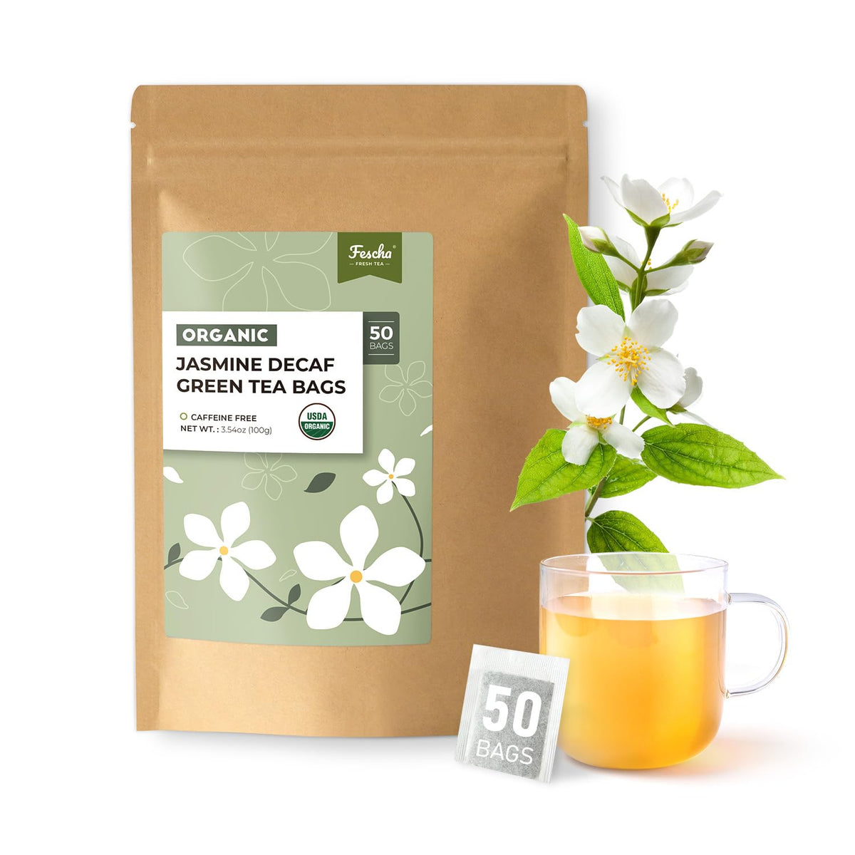Fescha organic green tea bags