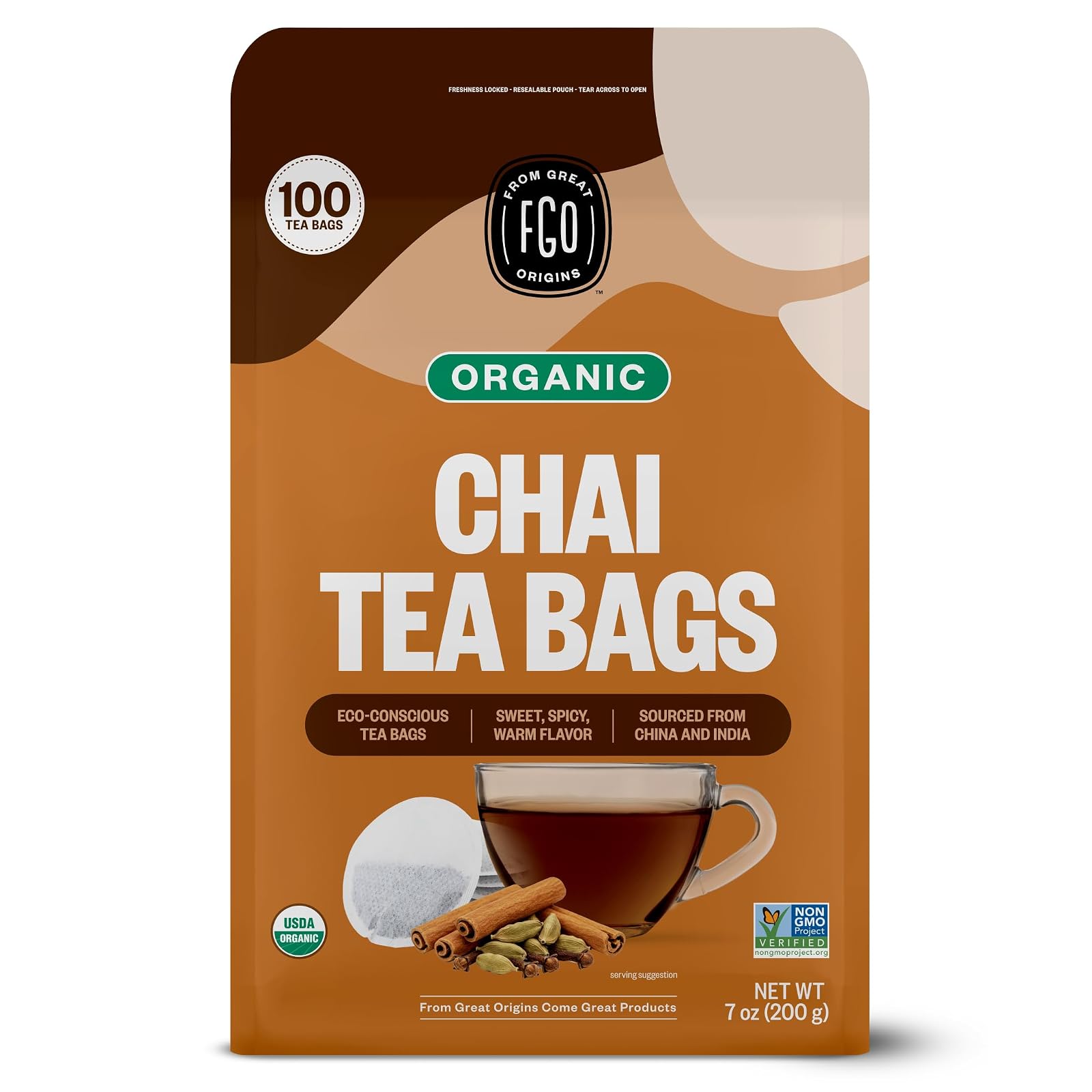 FGO organic chai tea bags