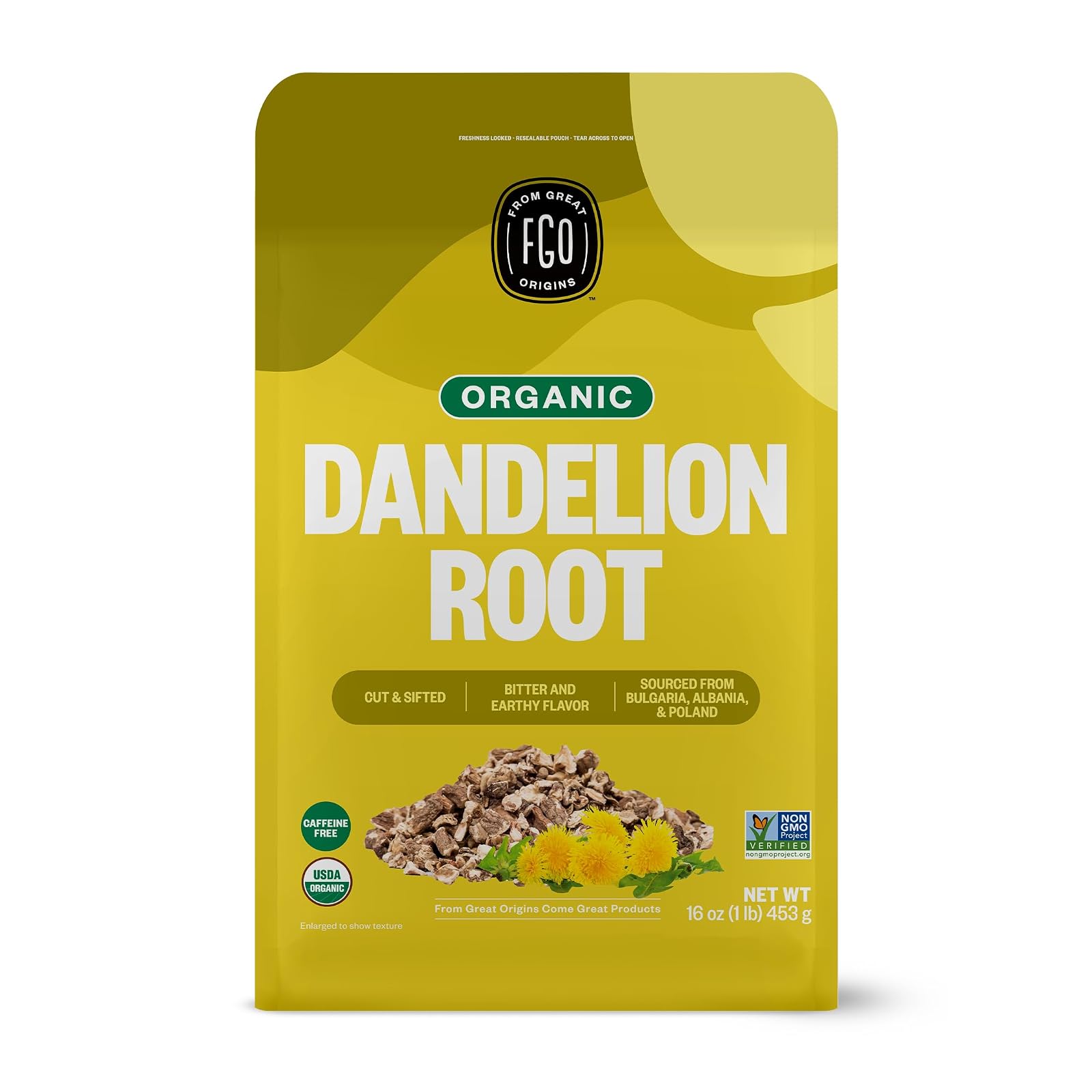 FGO organic dandelion root tea