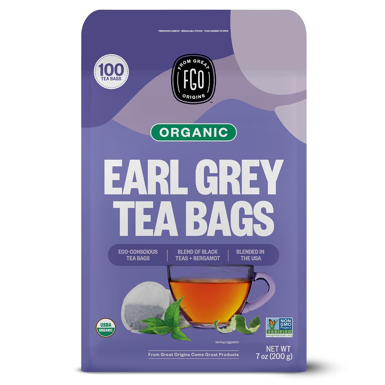 FGO organic Earl Grey tea bags