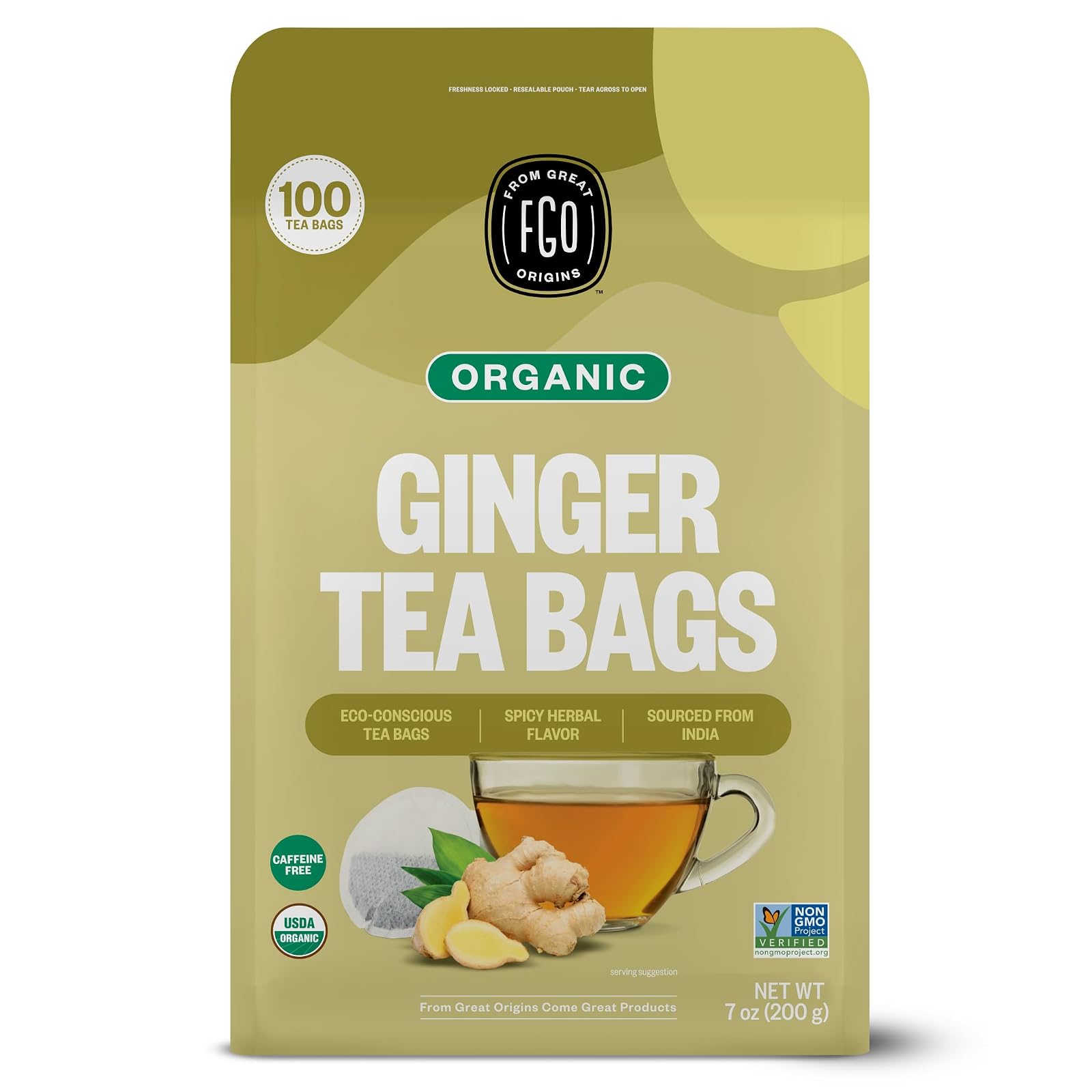 FGO organic ginger tea bags