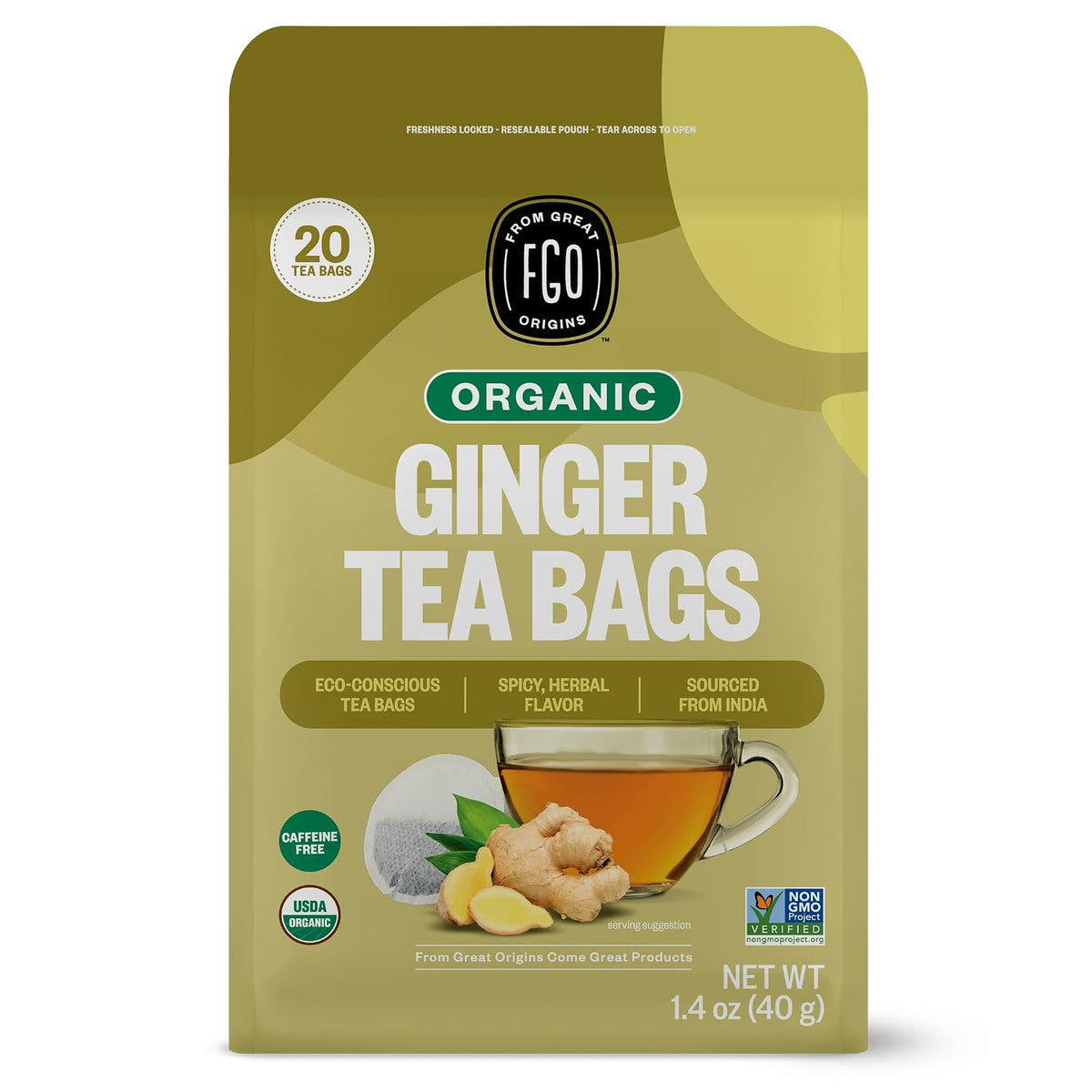 FGO organic ginger tea bags