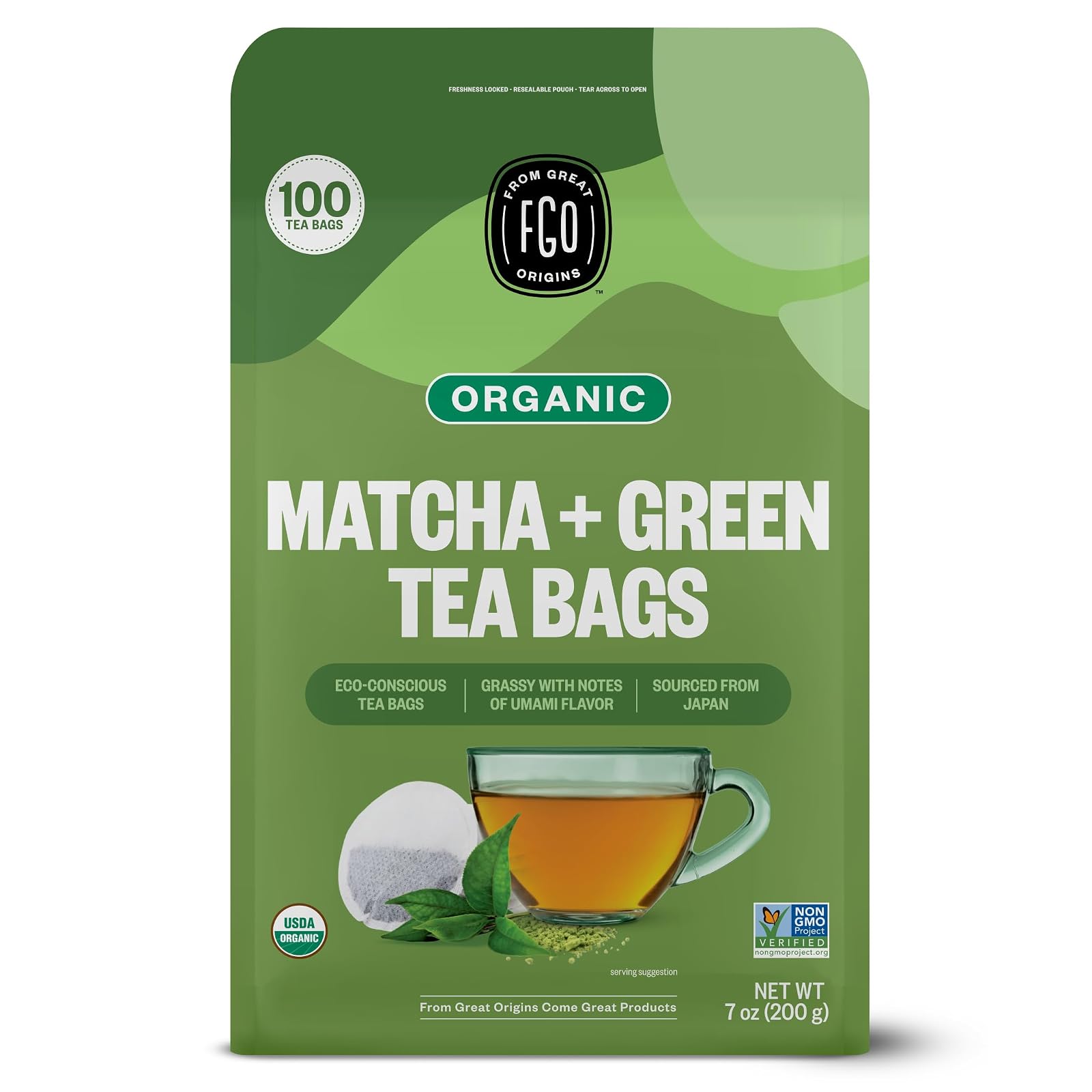 FGO organic green tea bags