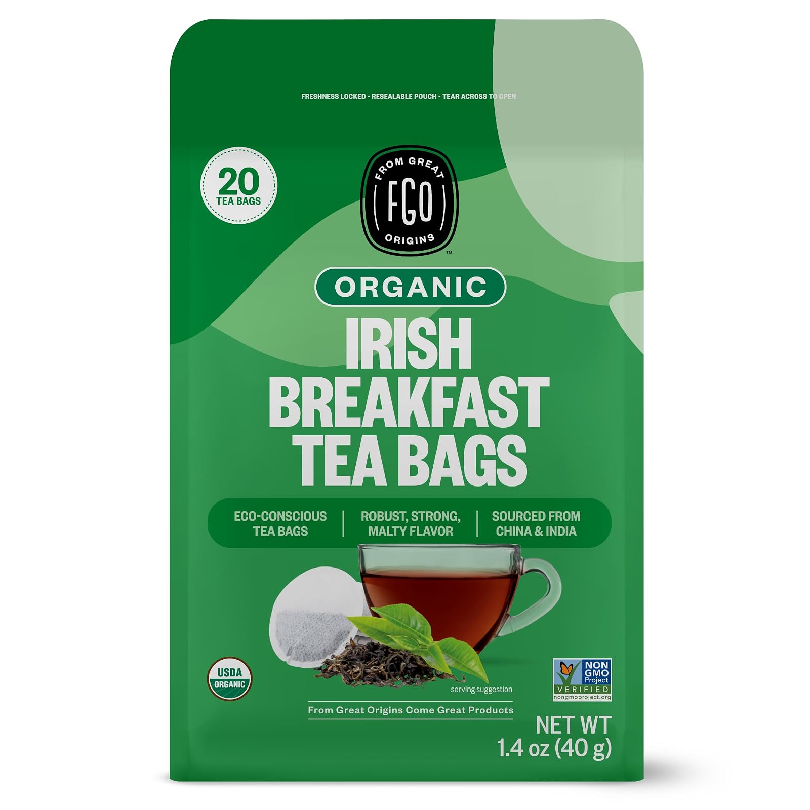 FGO organic Irish breakfast tea bags
