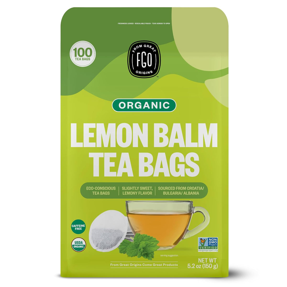 FGO organic lemon balm tea bags