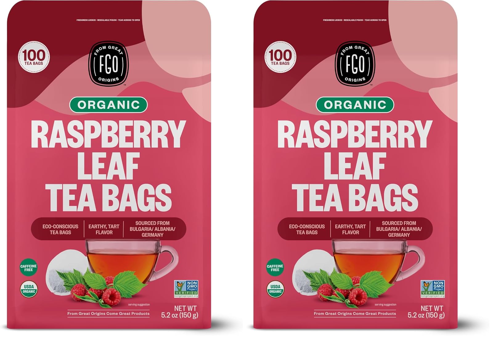 FGO organic red raspberry leaf tea bags