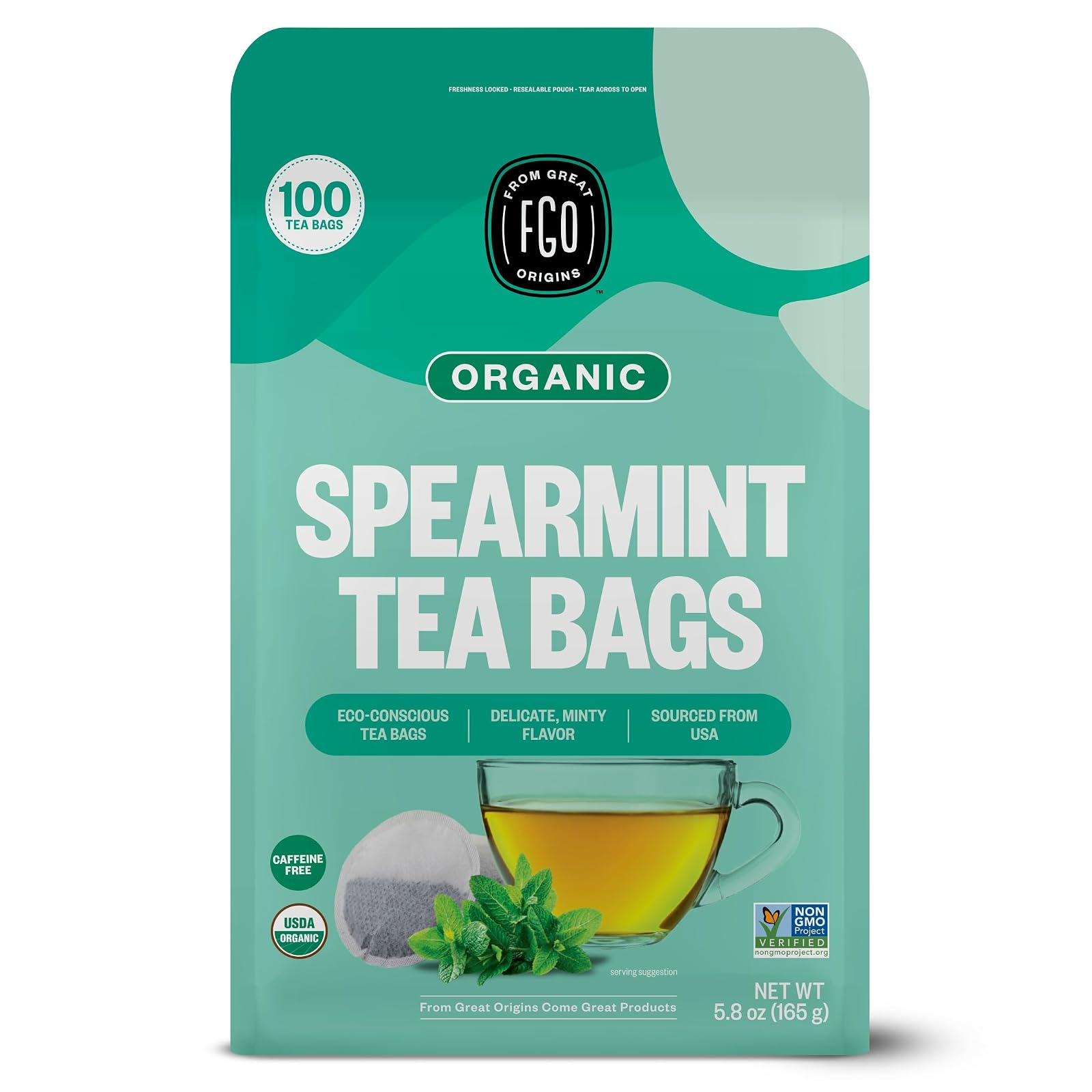 FGO organic spearmint herbal tea bags