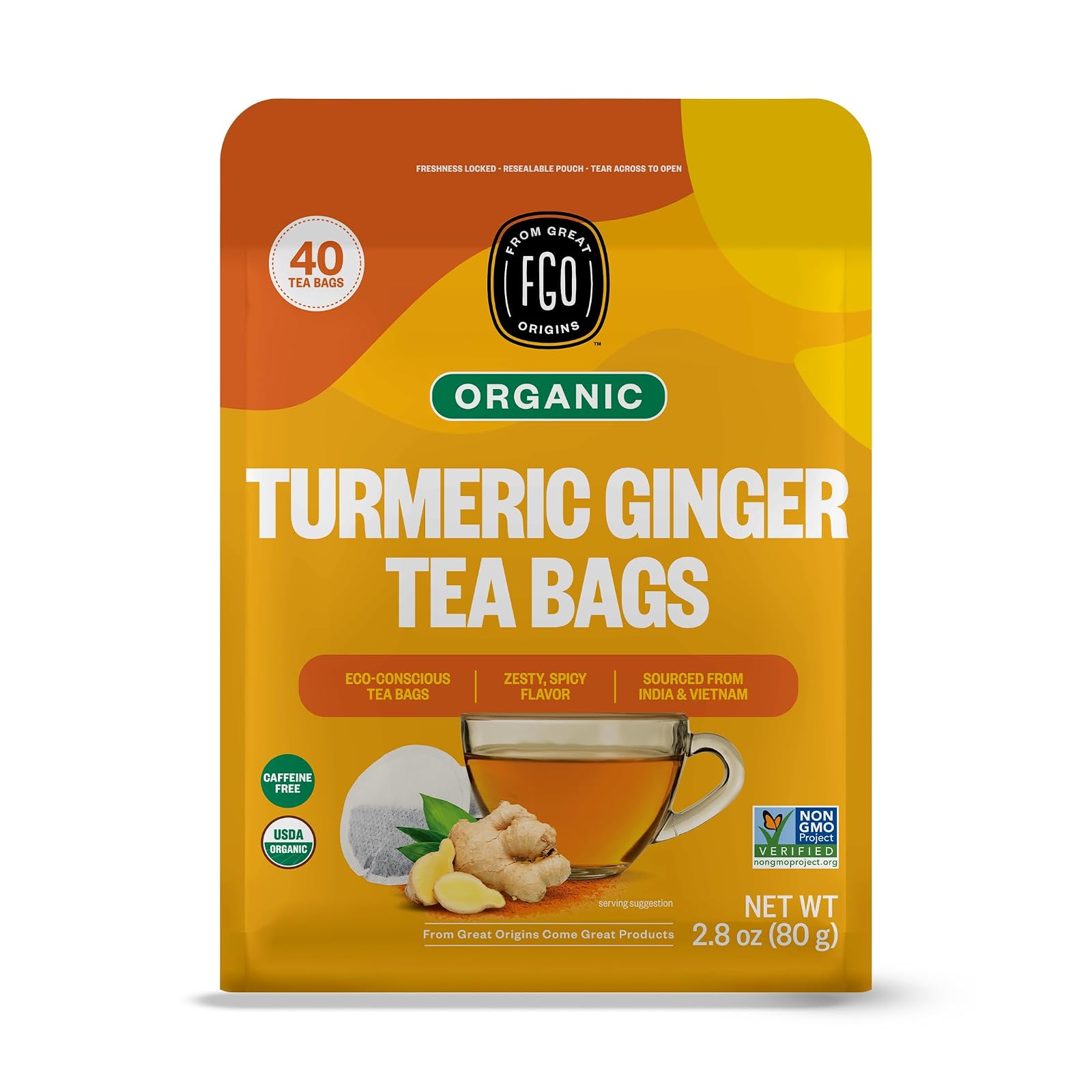 FGO organic turmeric ginger herbal tea