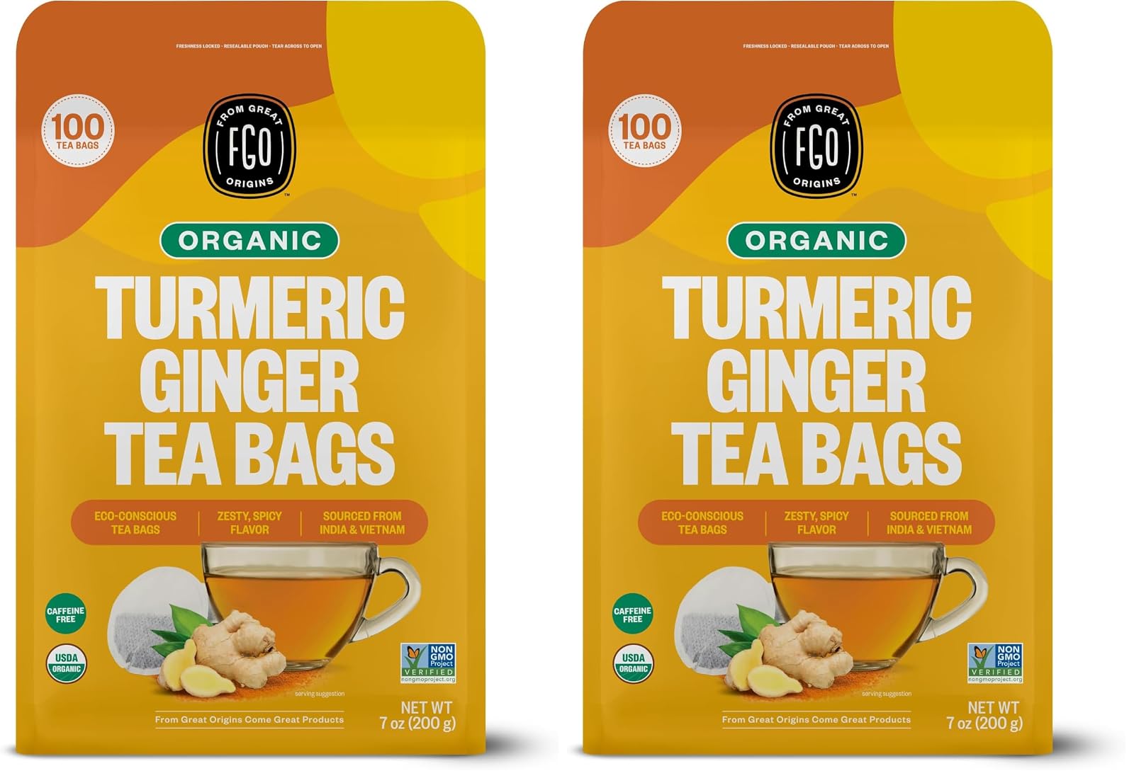 FGO organic turmeric ginger tea bags