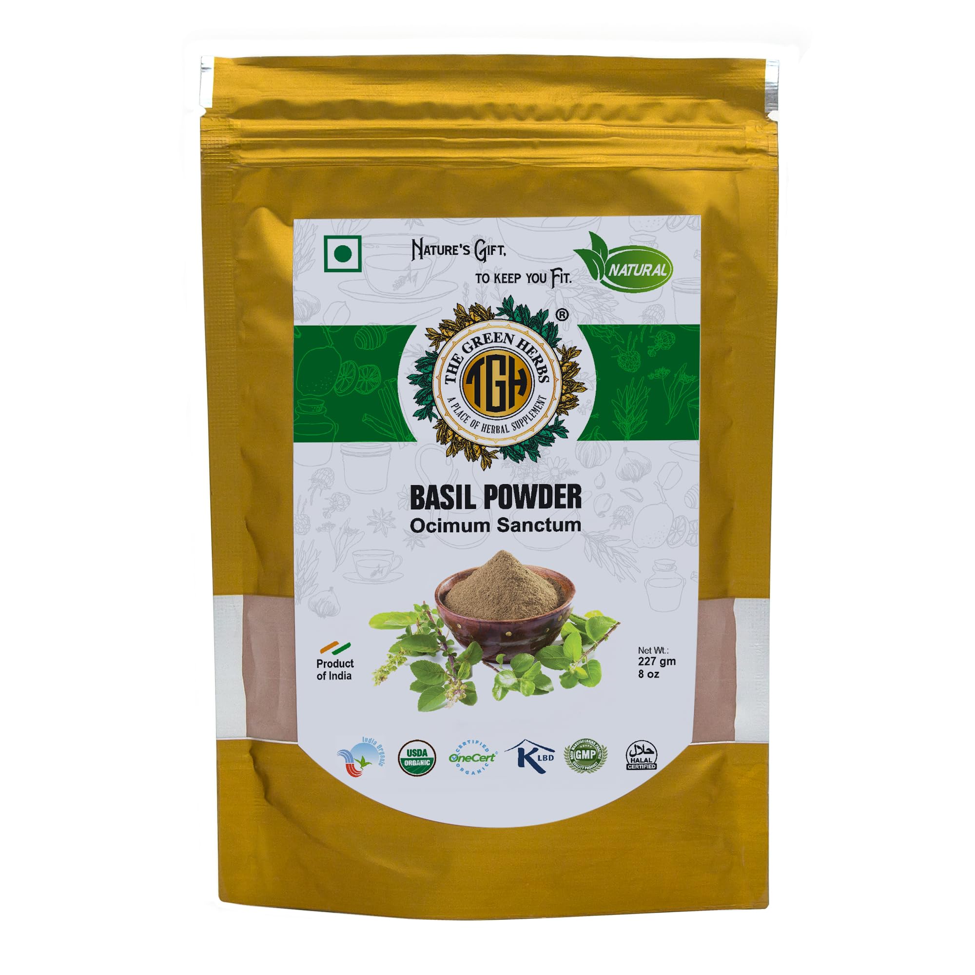 Finely ground holy basil supplement