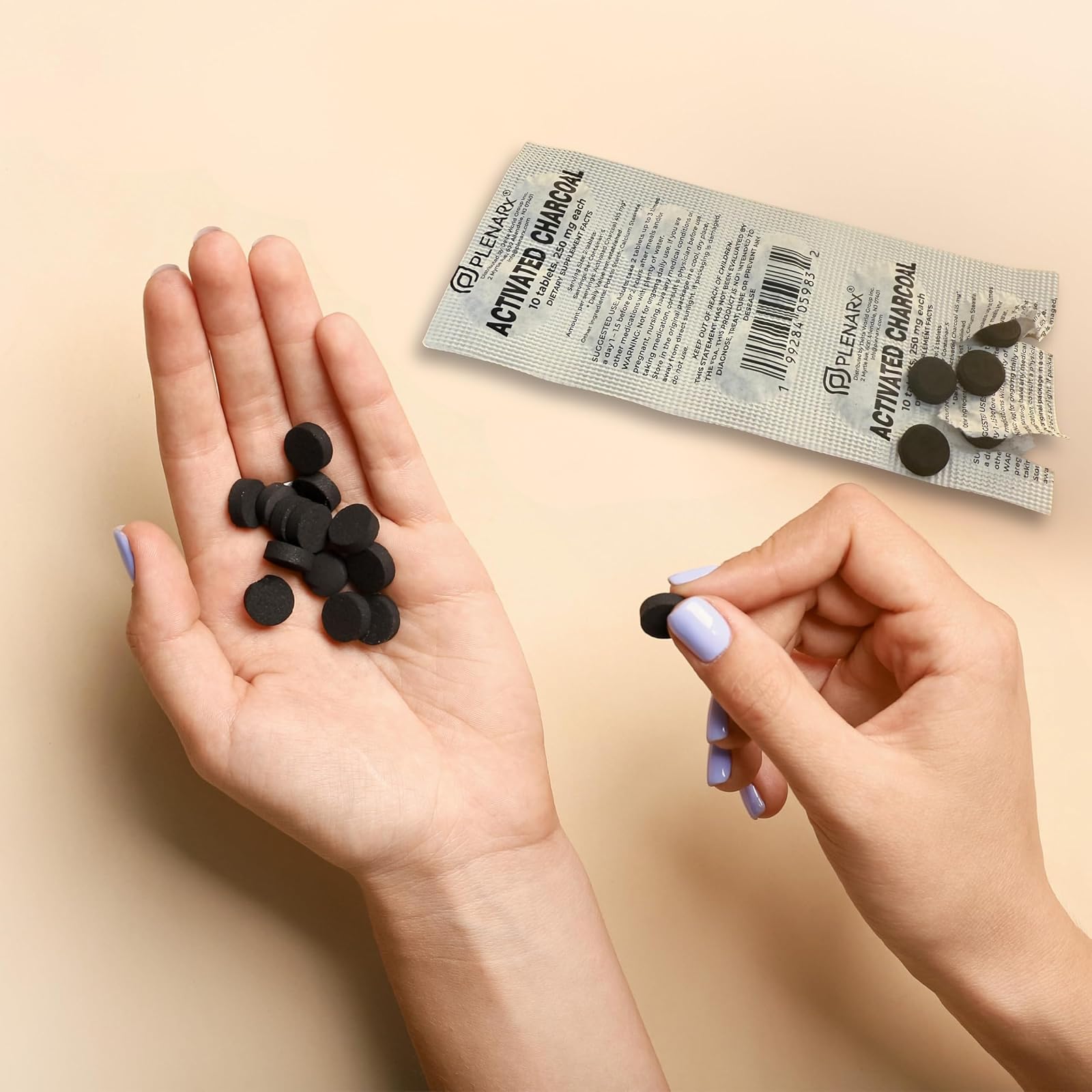 Five tablets of activated charcoal