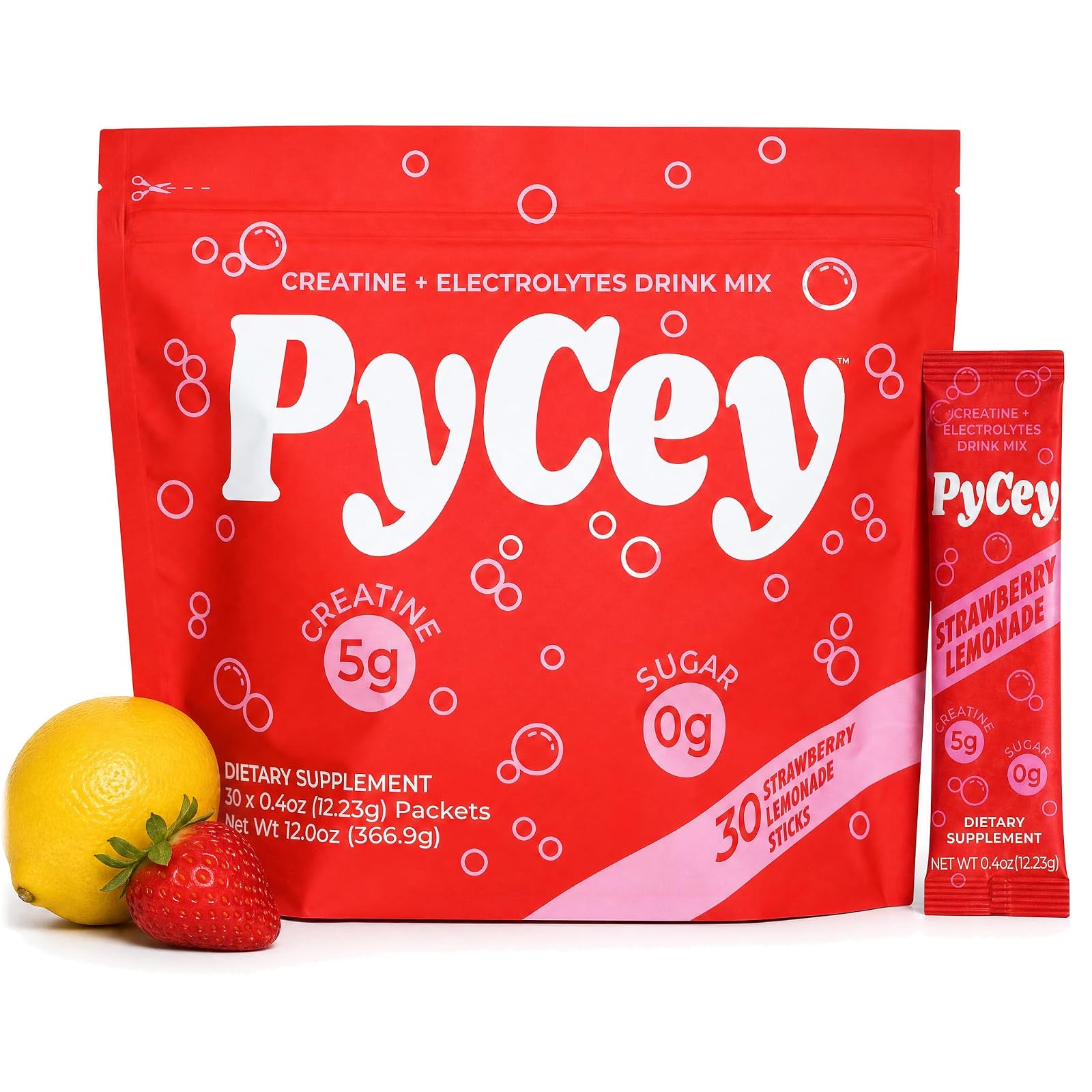 Fizzy creatine strawberry lemonade flavor