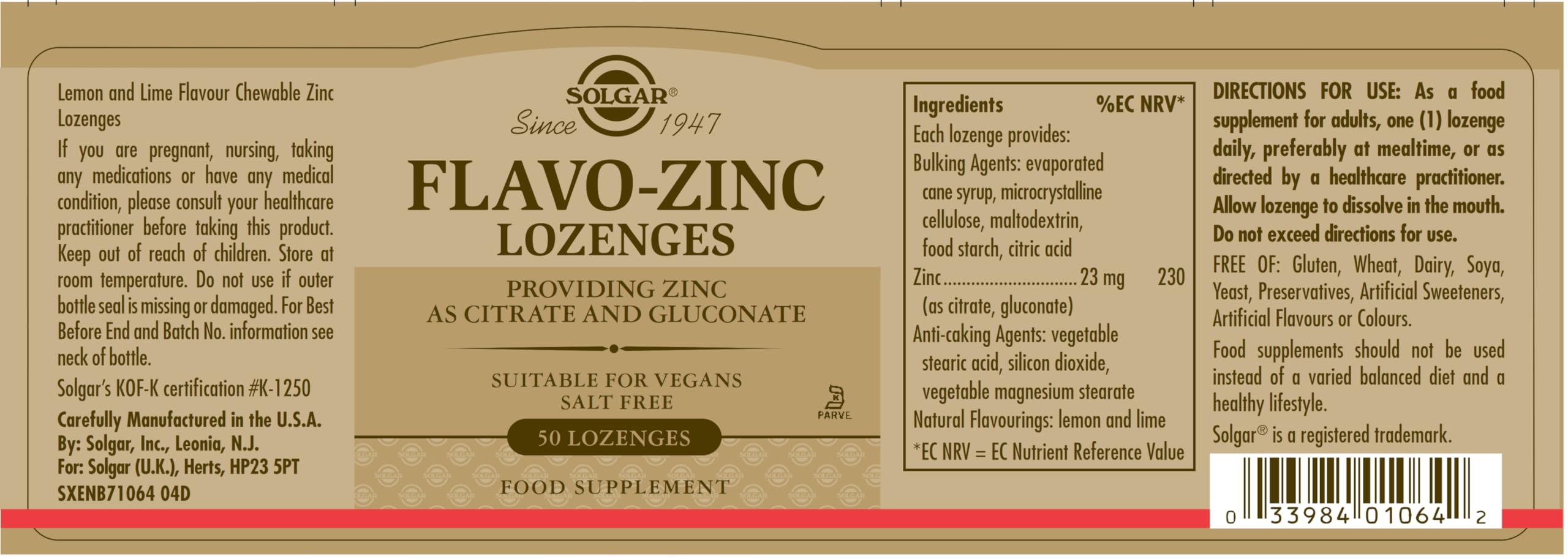 Flavo-Zinc lozenges for throat comfort