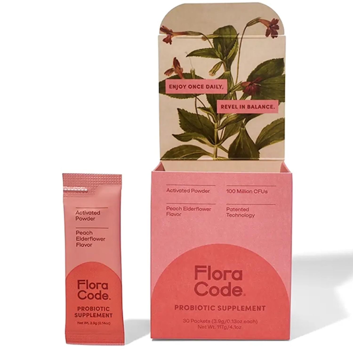 Flora Code probiotic powder peach flavour