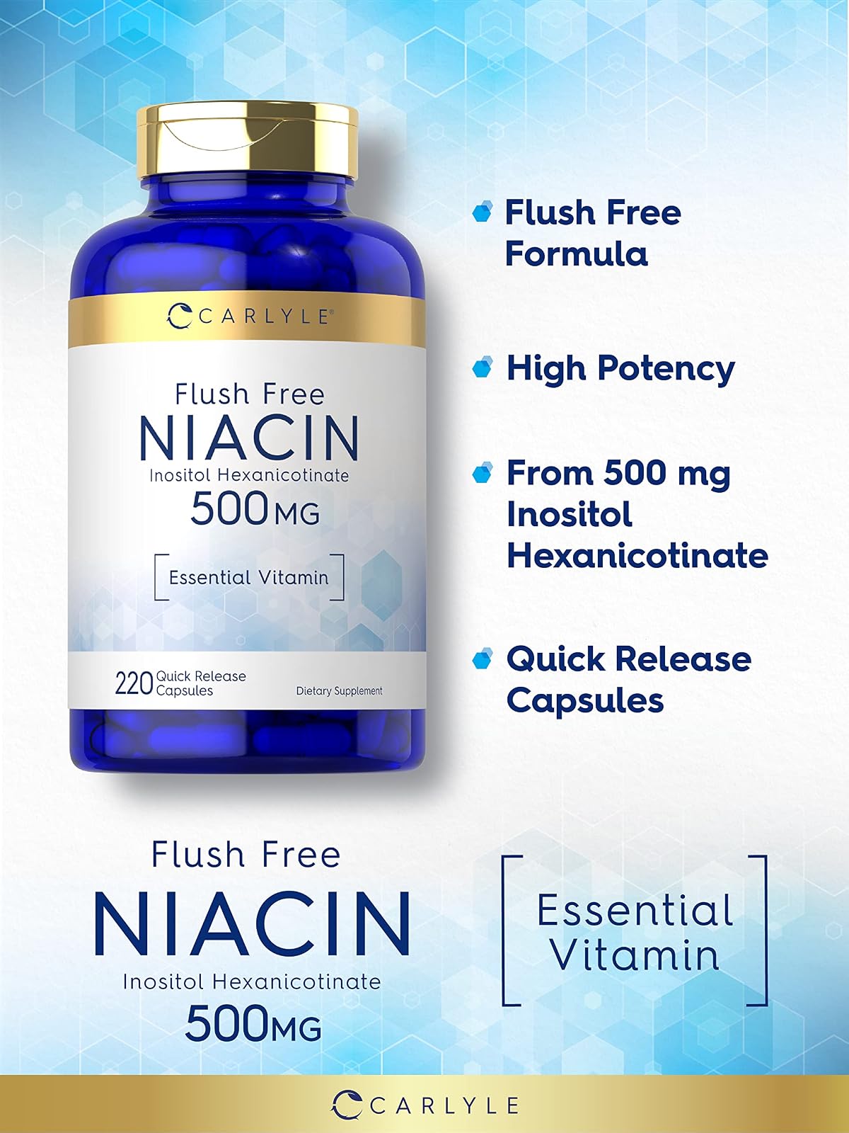 Flush-free niacin for energy