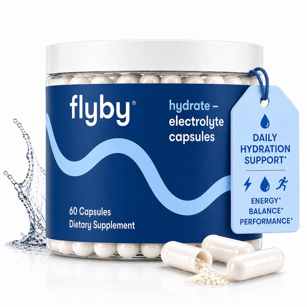 Flyby electrolyte capsules for hydration