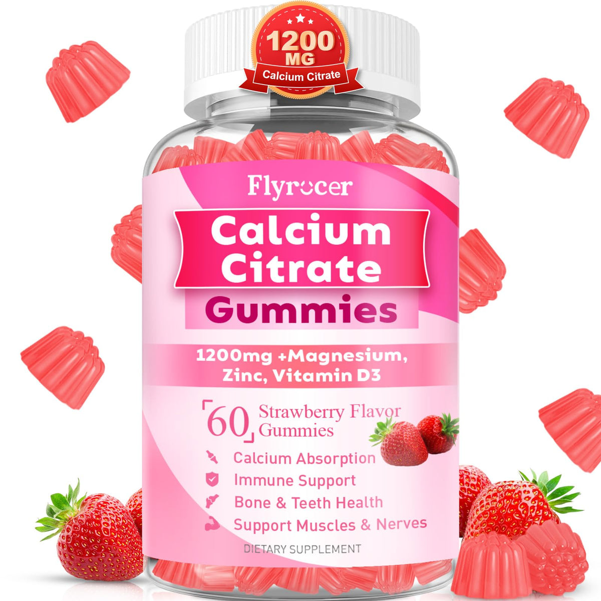 Flyrocer calcium citrate gummies for strong bones