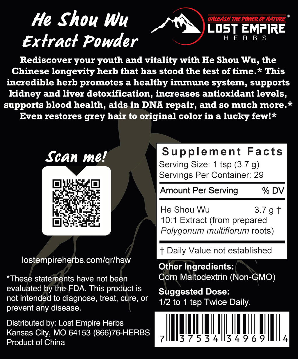 Fo-Ti root for vitality enhancement