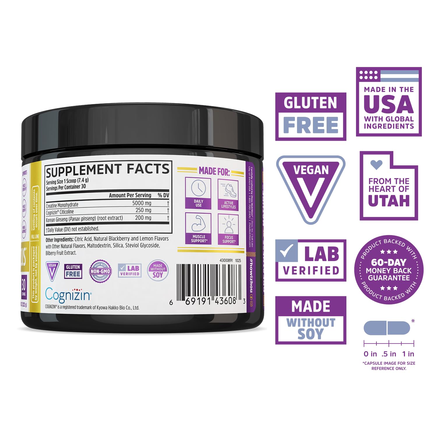 Focus enhancing creatine powder
