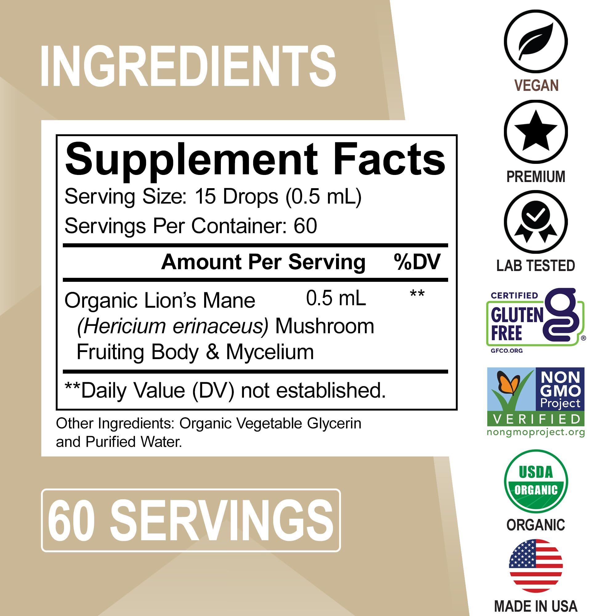 Focus-enhancing herbal mushroom drops