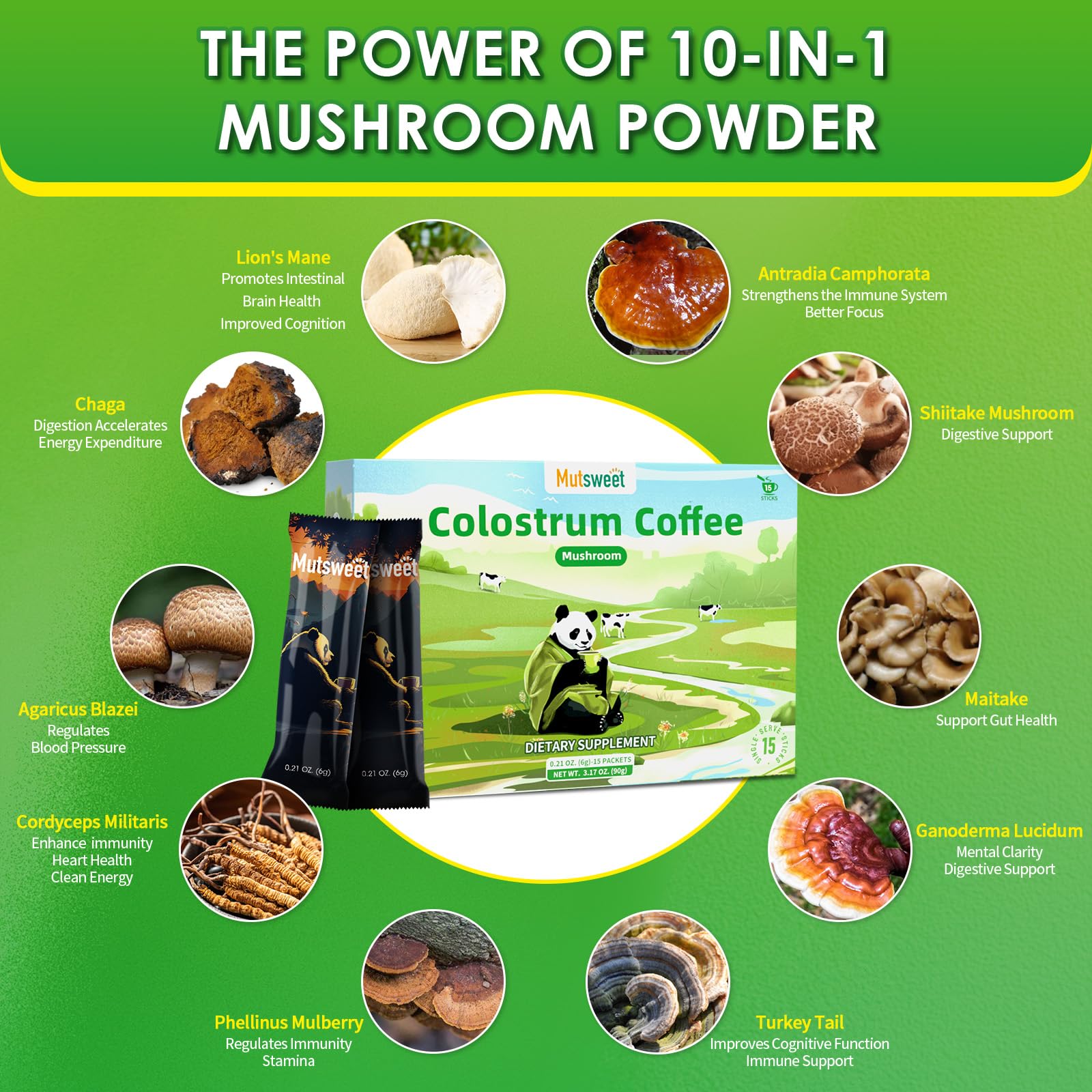 Focus-enhancing mushroom coffee blend