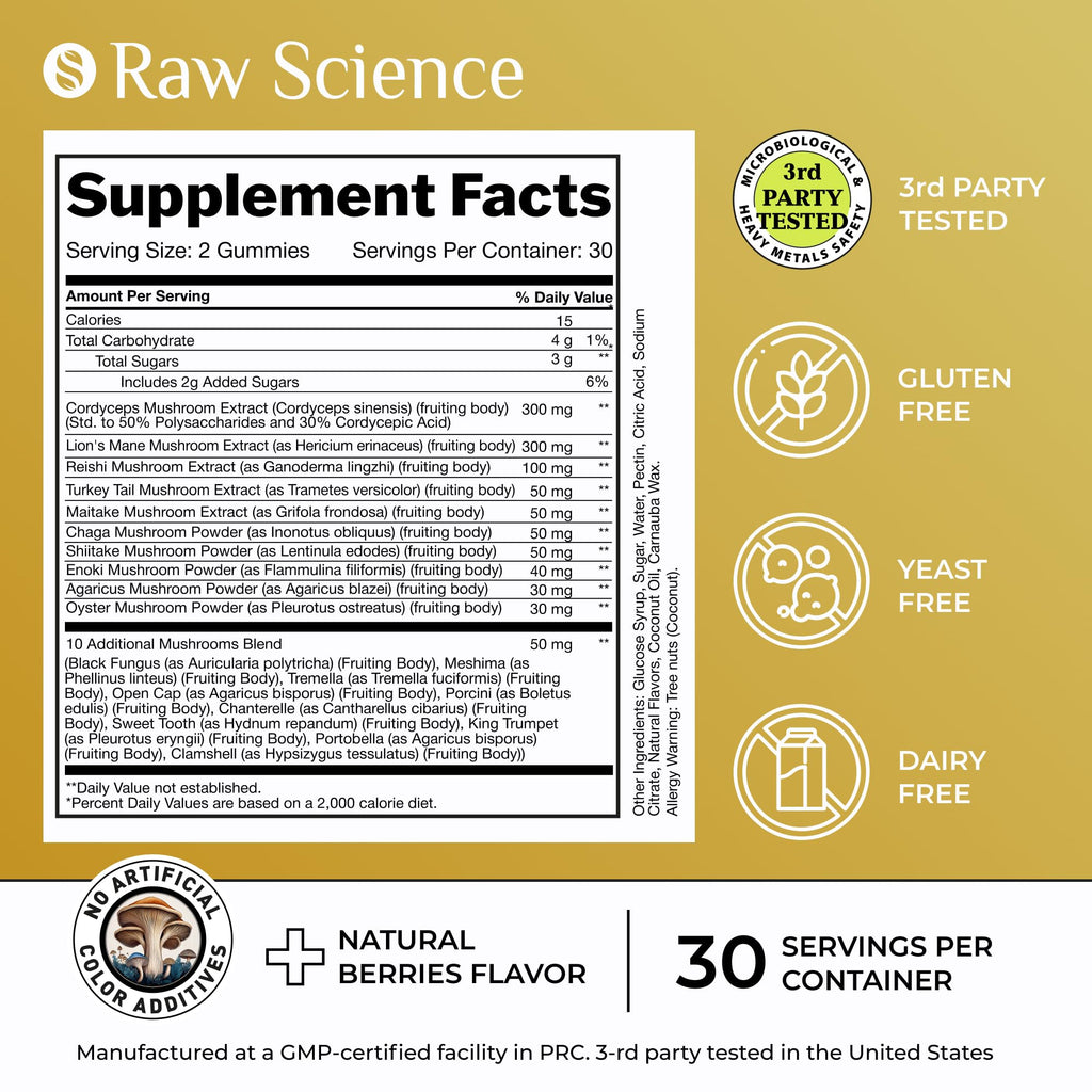 Focus-enhancing mushroom gummies