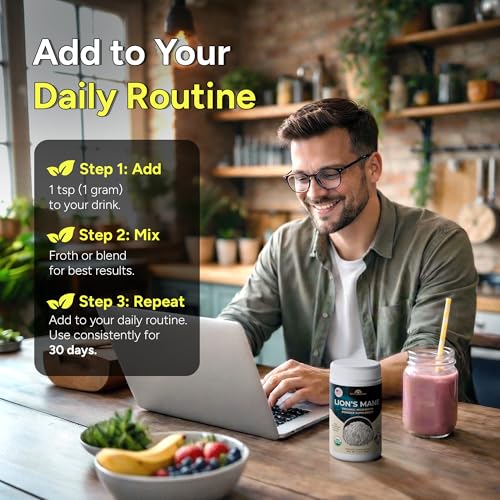 Focus support with organic mushroom powder