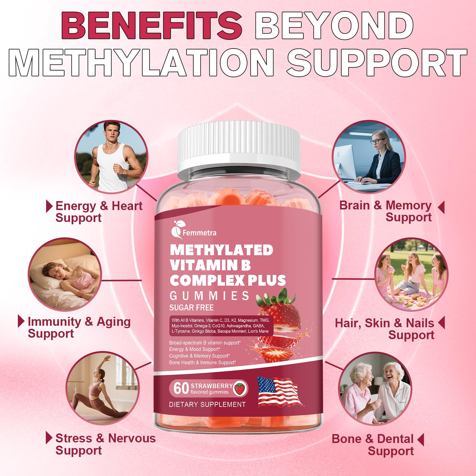 Folate B vitamin gummies for mood