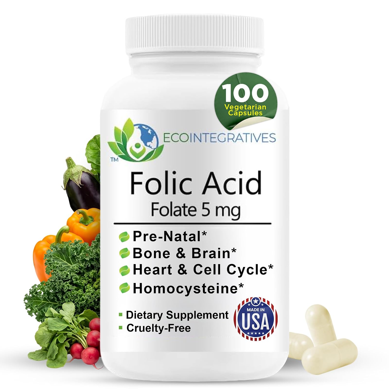 Folic Acid 5 mg vegetable capsules