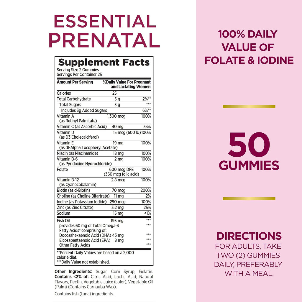 Folic acid and iodine prenatal vitamins