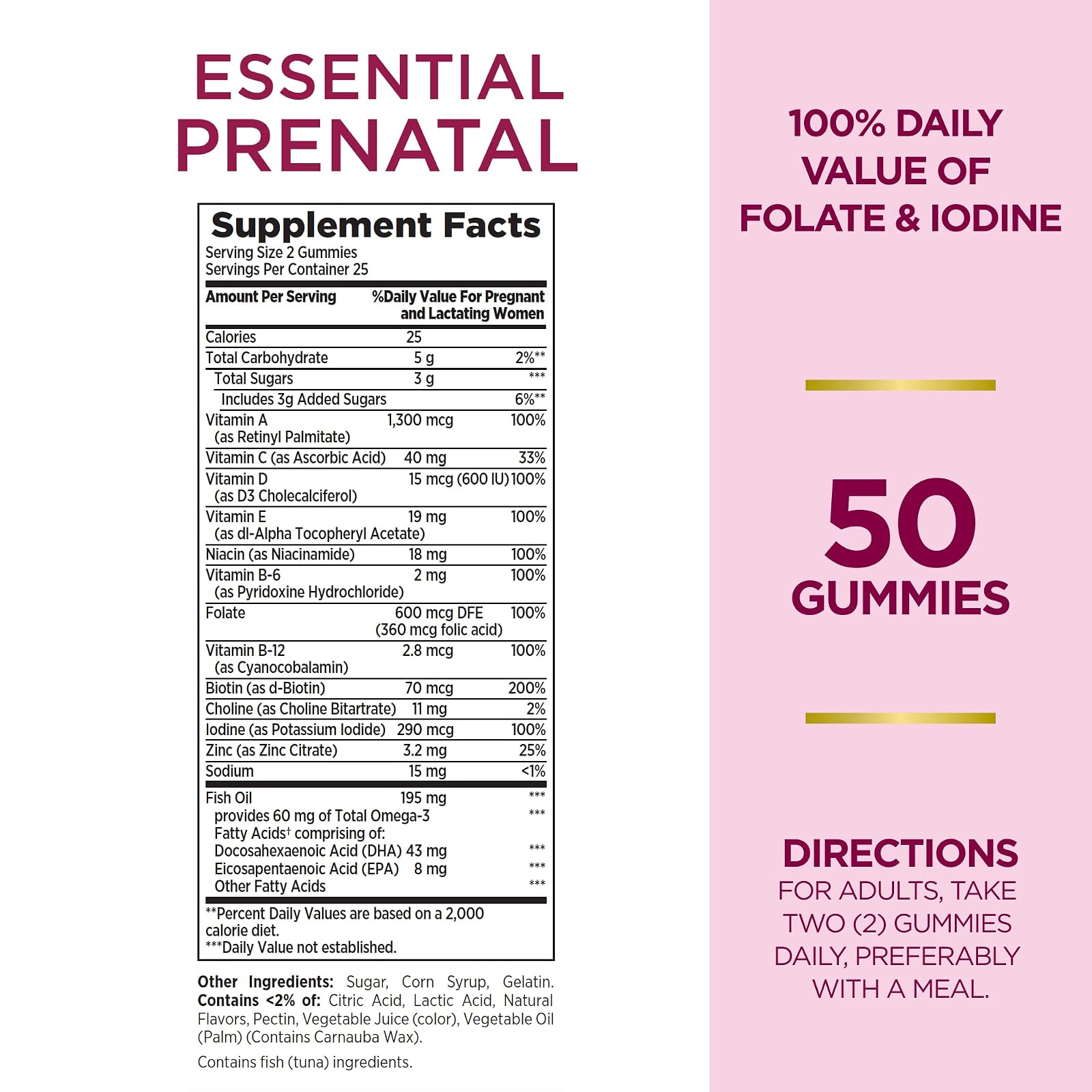 Folic acid and iodine prenatal vitamins