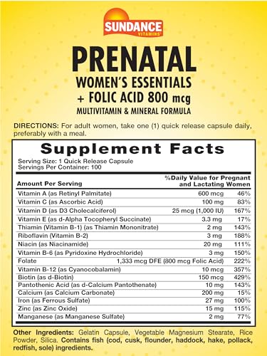 Folic acid enriched prenatal multivitamin tablets