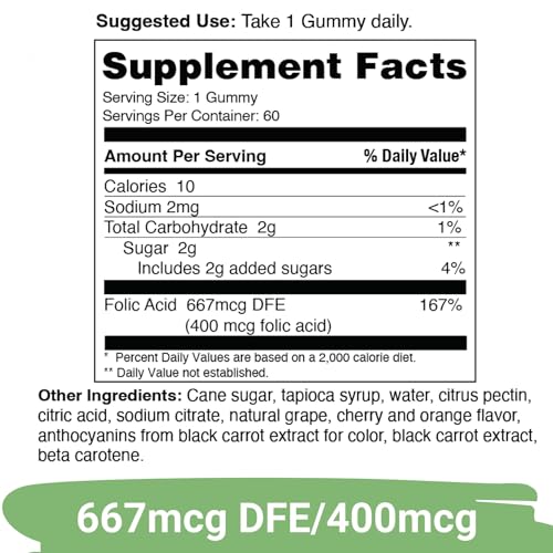Folic acid gummies for pregnancy support