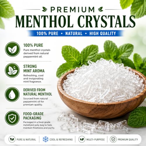 Food-grade menthol crystals for safe use