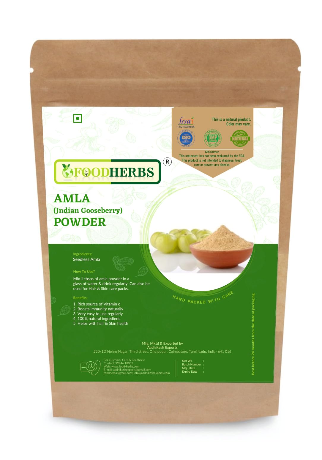 Foodherbs Amla Powder for hair health