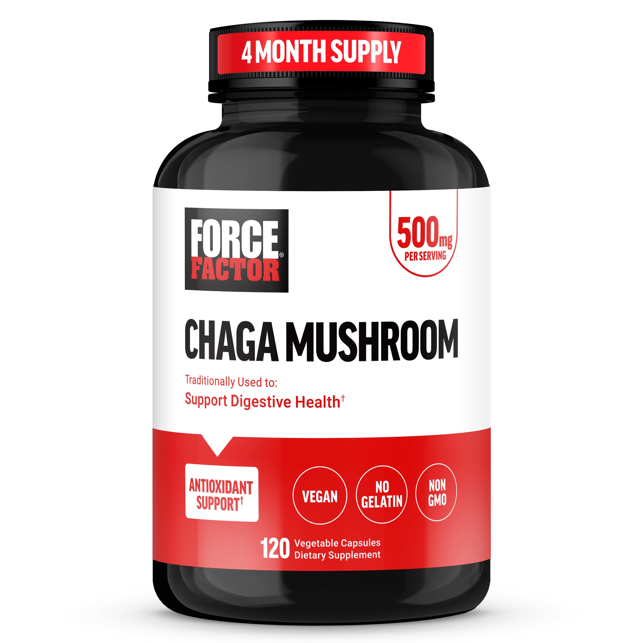 Force Factor Chaga mushroom capsules for digestion