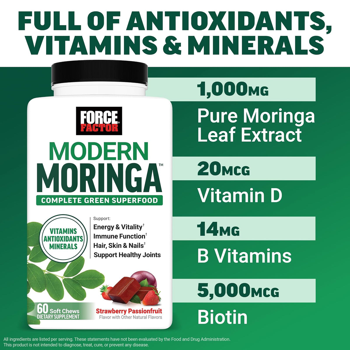 Force Factor Moringa chews for stress relief