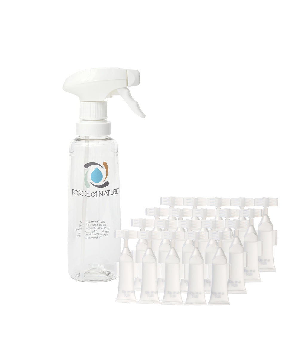 Force spray bottle with capsules