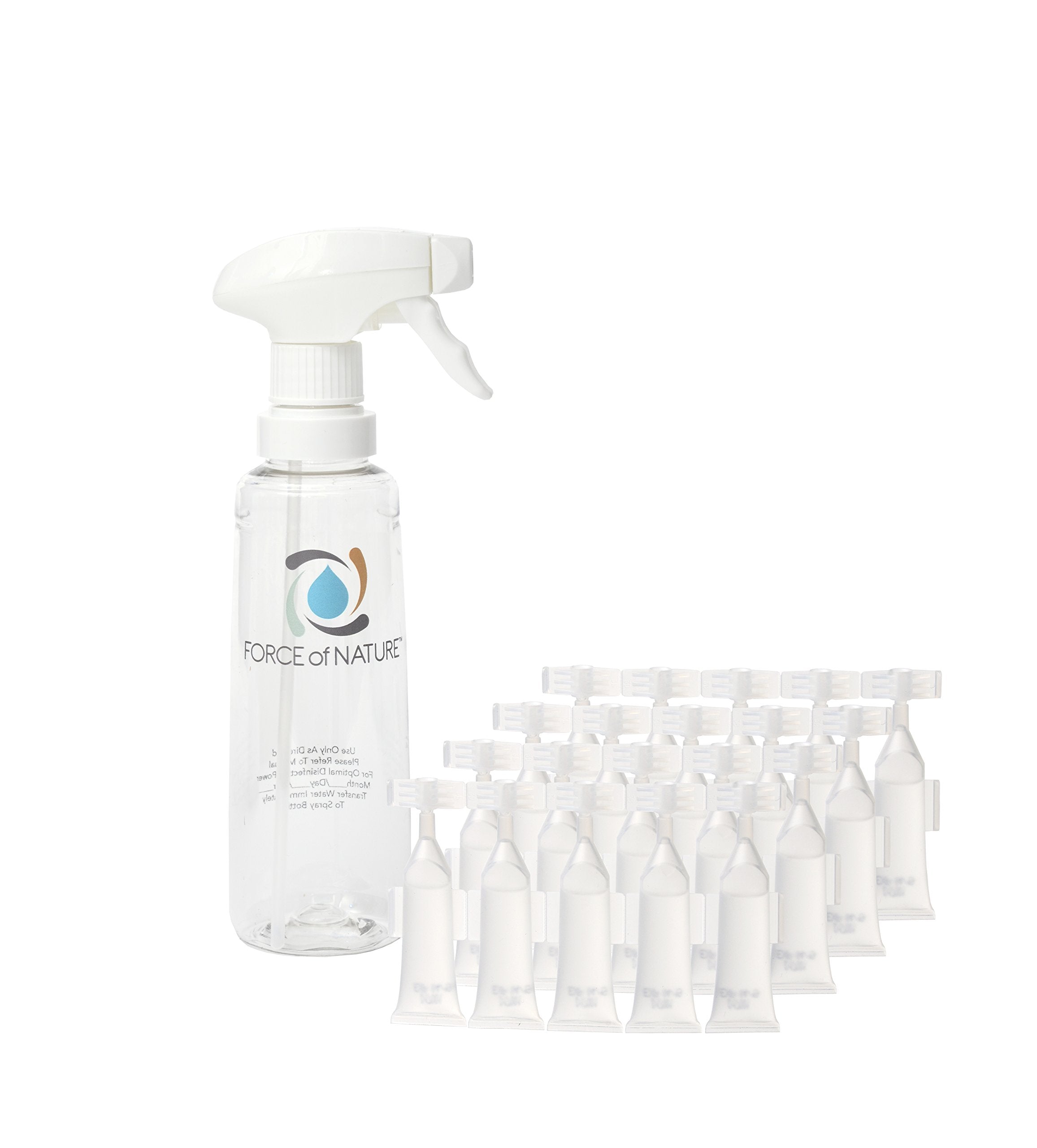 Force spray bottle with capsules