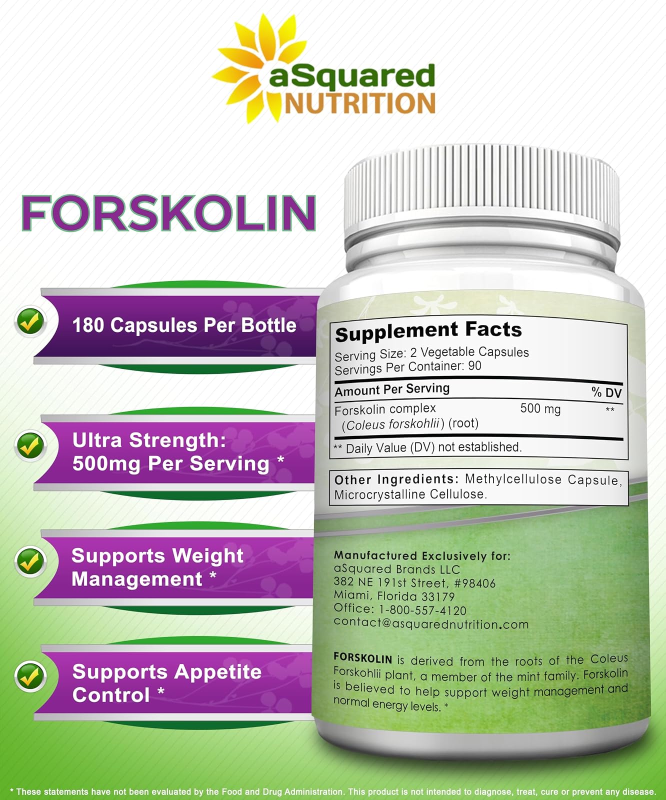 Forskolin 500 mg capsules for metabolism boost