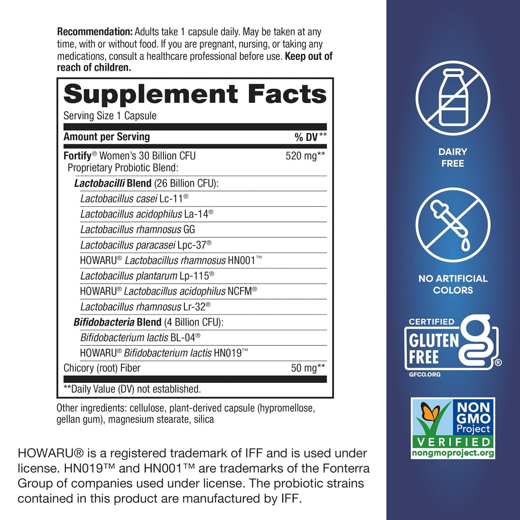 Fortify women's probiotic supplement capsules