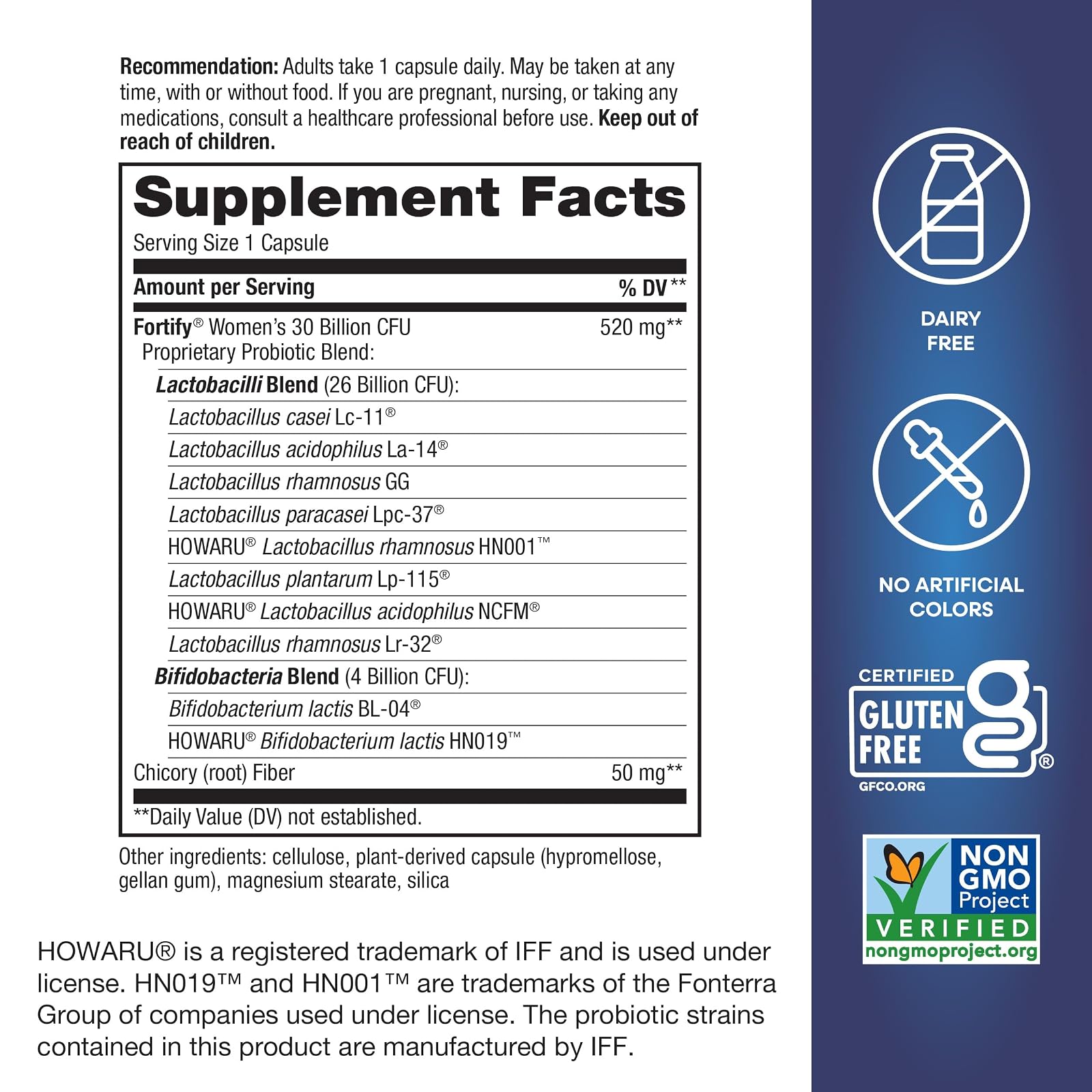 Fortify women's probiotic supplement capsules
